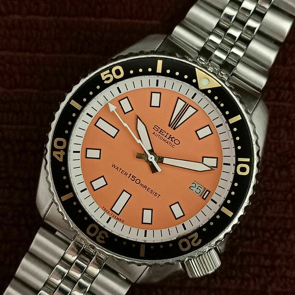 VINTAGE ORANGE FACE MODDED SEIKO DIVER 7002-7009 AUTOMATIC MEN'S WATCH ...
