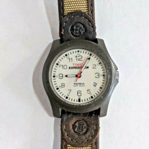 Timex Expedition Indiglo WR 50M Watch Leather Band 957 TESTED 20L ...