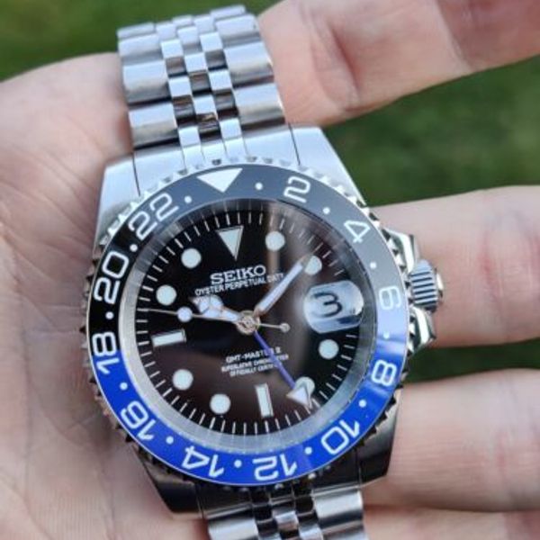 Seiko Batman GMT Automatic Watch Custom Mod NH34 | WatchCharts Marketplace