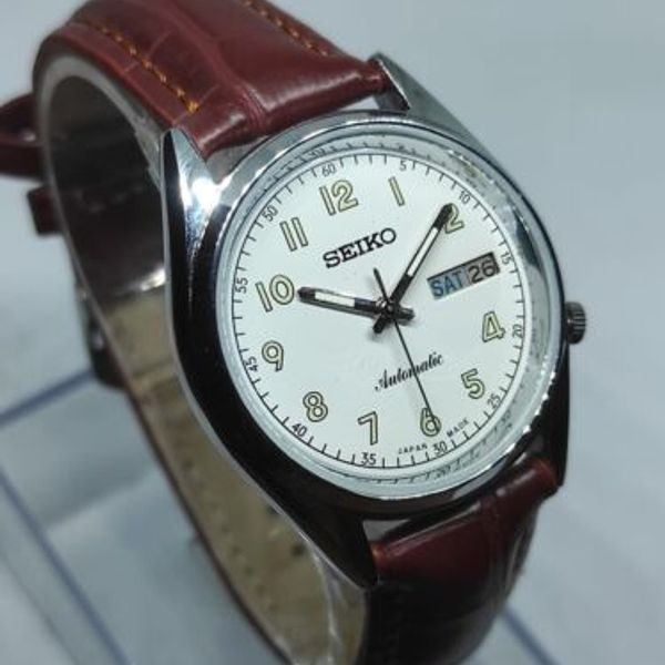 Seiko5 Automatic Japan Vintage White Men's Wrist Watch 37MM Radium ...