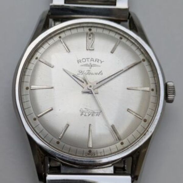 Vintage Working Swiss Rotary Flyer 21 Jewel Incabloc Mechanical Watch ...