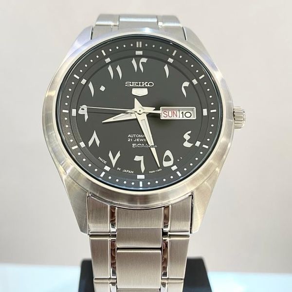 Seiko 5 Stainless Steel Black Arabic Dial Automatic SNKP21J1 Men's ...