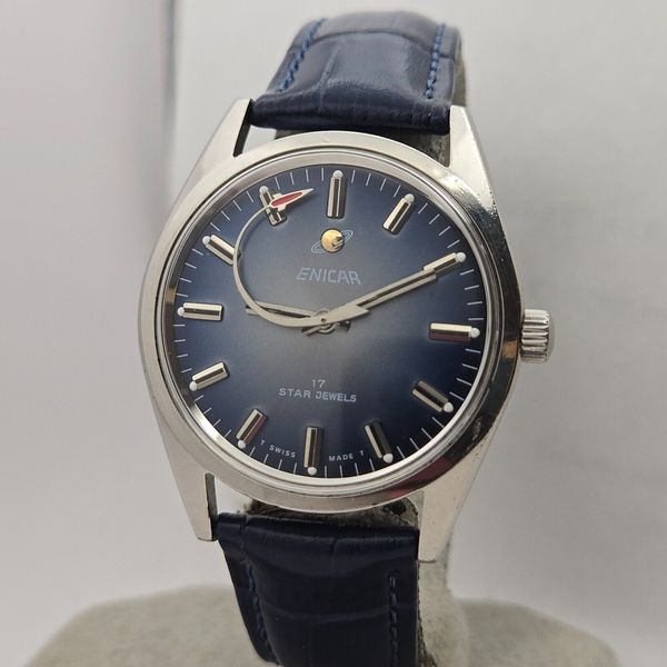 Vintage ENICAR men's manual wind watch AR-160 Rocket Second hand swiss ...