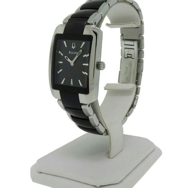 Bulova 98L148 Women's Black Analog Rectangular Stainless Steel Watch ...