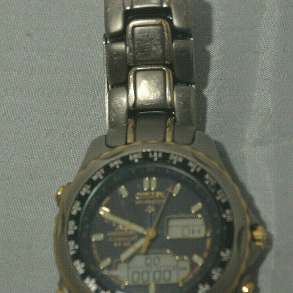 Citizen Eco-Drive Titanium Analog/Digital Alarm Chronograph Watch C605 ...