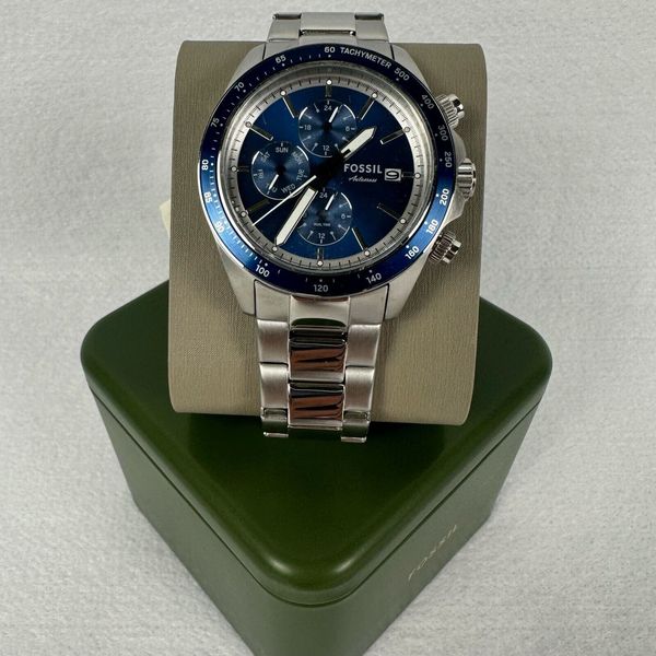 New FOSSIL Autocross Men Dual Time Multifunction Watch Blue Dial BQ2869 ...