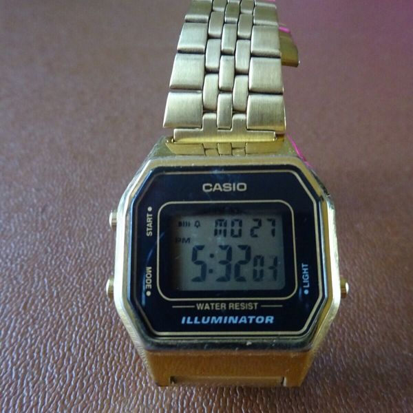 CASIO LADIES GOLD COLOURED DIGATAL WATER RESIST WATCH -WORKING ...