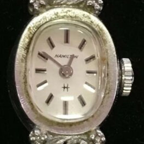 Ladies Vintage Hamilton Mechanical Watch 10k RGP Bezel Diamonds Accents ...