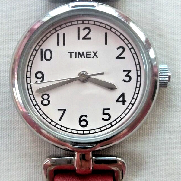 Timex Women's Weekender T2N661 Red Leather Analogue Fashion Watch ...