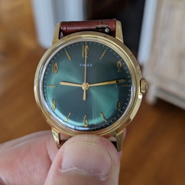 Timex Marlin 34mm hand wind green dial | WatchCharts Marketplace
