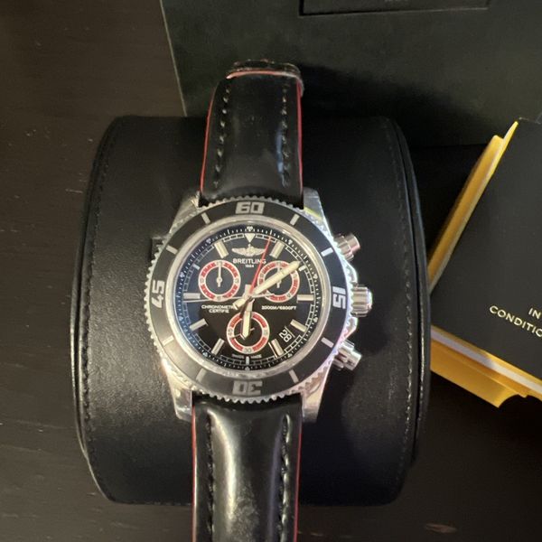 Breitling Superocean Chronograph Black Face/red 46mm S. Steel Box ...