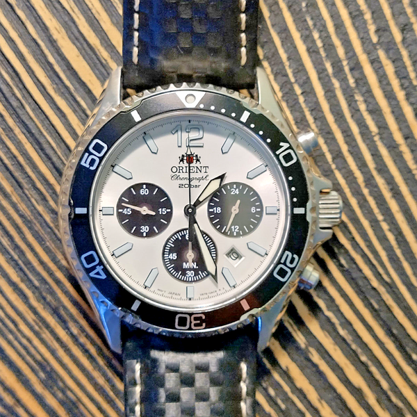 Orient Mako Solar Chronograph Panda RA-TX0203S10B 200M Men's Watch ...