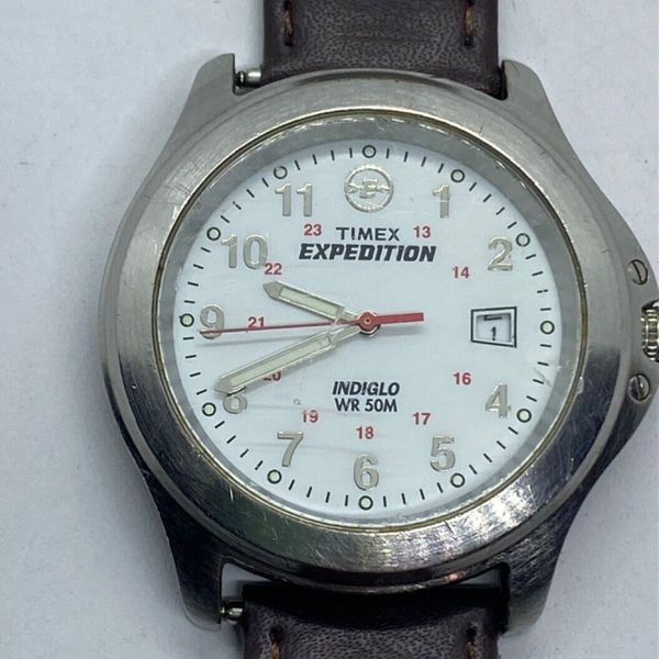 Timex Expedition Indiglo Mens Brown Leather Strap Watch | WatchCharts Marketplace