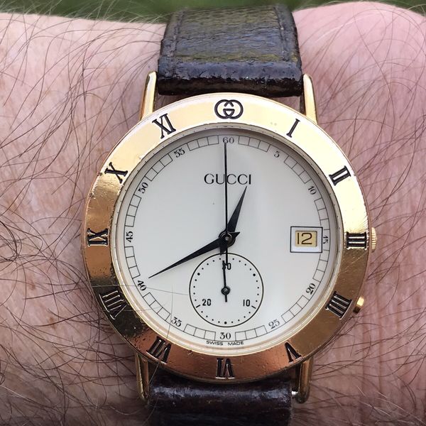 Vintage Gucci Chronograph Rare 3800M Watch 1990 18K Gold Plated ETA ...