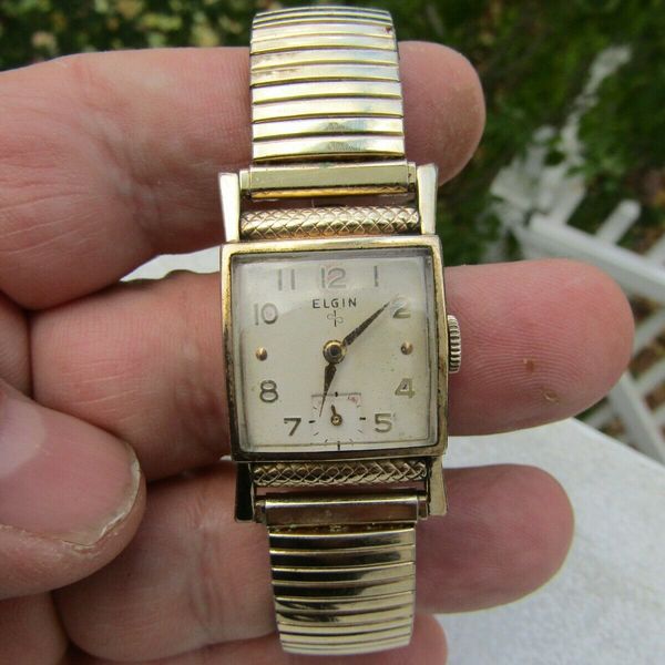 Vintage Men's 10K Elgin Tank Watch 17 Jewels Grade 715 Art Deco RGP ...