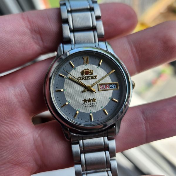 Vintage 1980s, SILVER, ORIENT CRYSTAL TRI STAR, Men's Automatic Watch ...