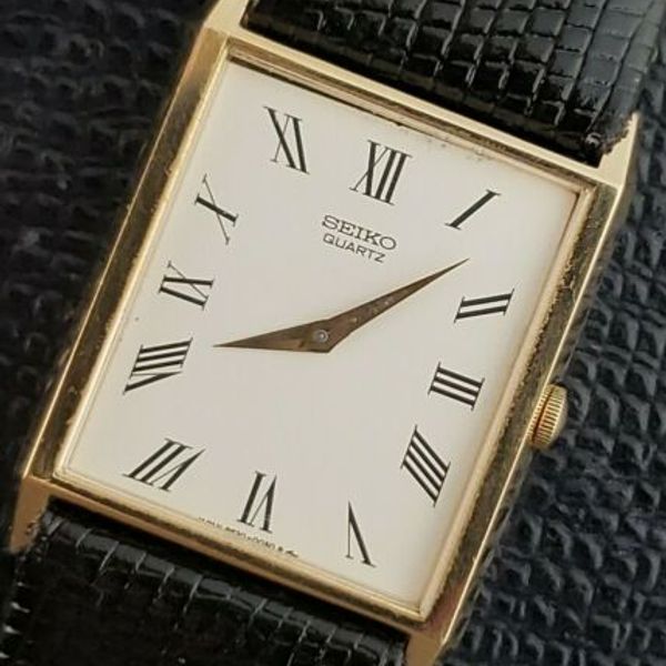 Vintage Timeless Seiko Tank Homage Cartier Roman Dial & New Lizard Band ...