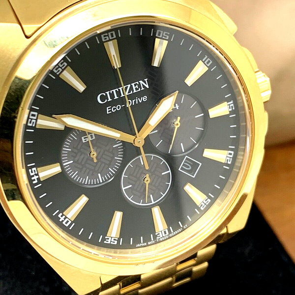 Citizen Men's Watch Eco-Drive CA4512-50E Chronograph Black Dial Gold ...