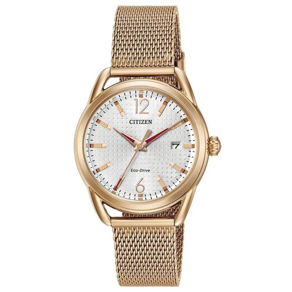 Citizen Weekender Eco-Drive Rose Gold Tone Mesh Ladies Watch FE6083-72A ...