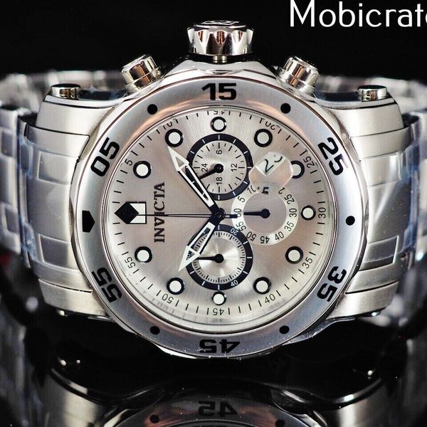 NEW Invicta Men's 48mm PRO DIVER SCUBA Chronograph Triple Silver Tone ...