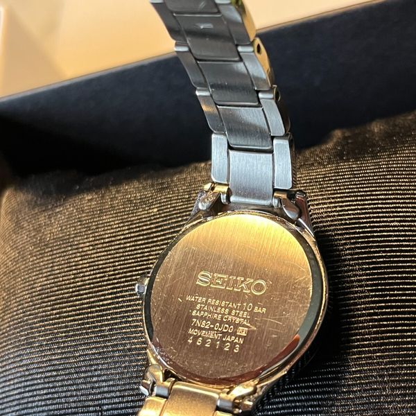 Seiko Sapphire 10 bar ladies watch ultra thin solid stainless steel ...