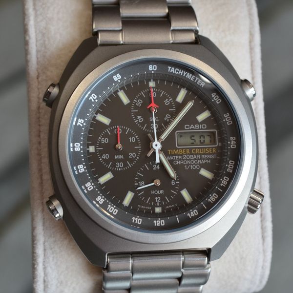NOS CASIO TIC-100 TIMBER CRUISER ANA/DIGI CHRONO VINTAGE WATCH PILOT ...