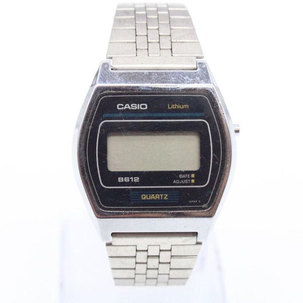 Casio Lithium b612 Digital Watch Mens Silver Tone Stainless Steel Retro ...