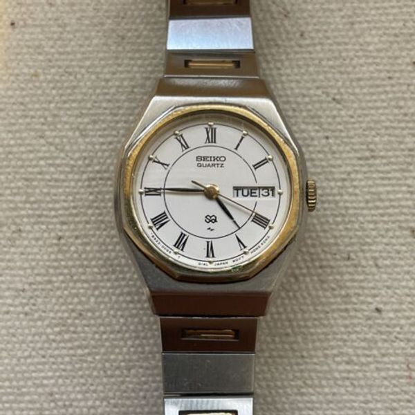 Retro Seiko 8523-0079 Two Tone Analog Day Date Womens Watch Runs New ...
