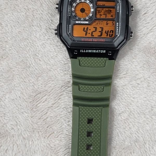Custom Casio World Time AE-1200WH Watch Royale Orange Color Screen Mod ...