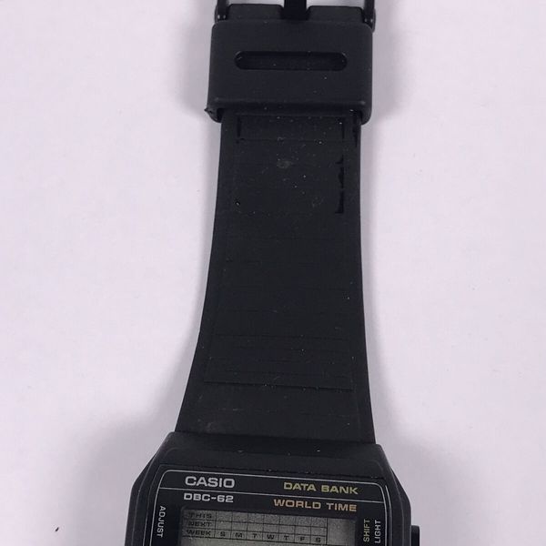 RARE VINTAGE CASIO DBC-62 DATA BANK WORLD TIME TELE MEMO WATCH Needs ...