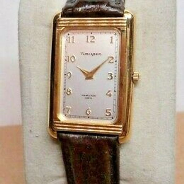 HAMILTON Timespan 8290~Gold Plated Mens Swiss Quartz Art-Deco Tank ...