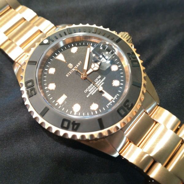 Steinhart Ocean One 42mm pink gold ceramic men's dive watch ...