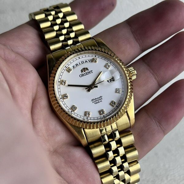 RARE Orient President EV0J-A0-B Gold Automatic Sapphire White Dial ...