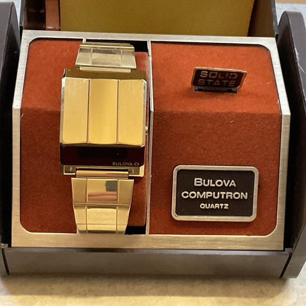 BULOVA MENS LED DASHBOARD COMPUTRON QUARTZ VINTAGE WATCH NOS SOLID ...