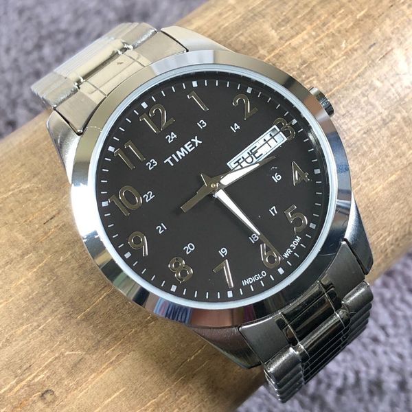 Timex Men T2M932 Black Dial Day/Date Expansion Indiglo 36mm Quartz ...
