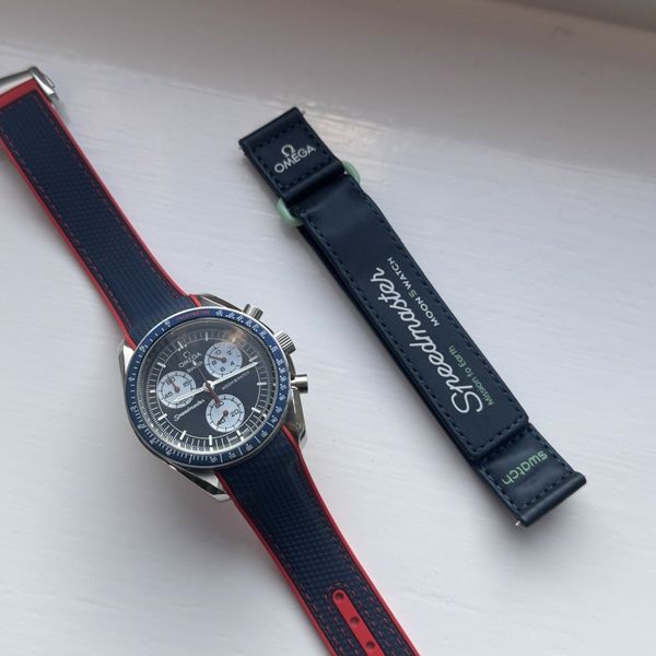 Swatch Moonswatch Mod Mission On Earth Metal Case Mod | Navy Rubber ...
