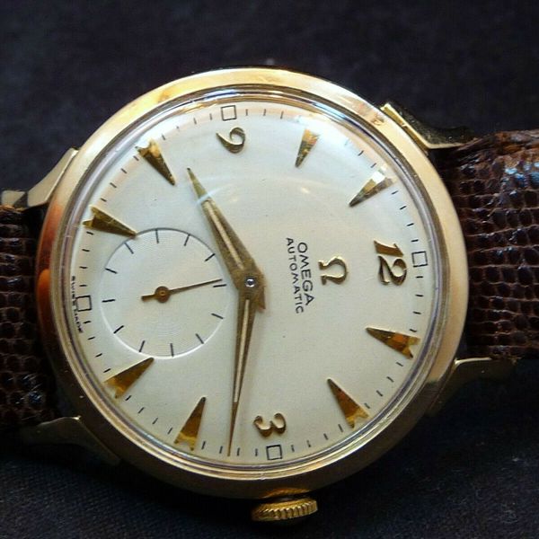 NICE RARE VINTAGE MEN 1947 OMEGA BUMPER AUTOMATIC GOLD WATCH SERVICE ...