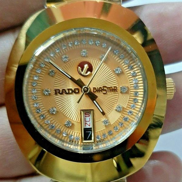 Vintage Rado Diastar Automatic 36 MM Gold Plated White Stone Men's ...