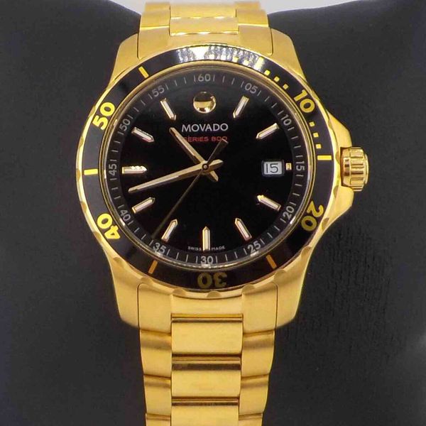 MOVADO SERIES 800 BLACK DIAL GOLD TONE PVD MEN'S 40MM WATCH 2600145 ...
