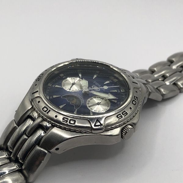 Fossil Moon Phase Watch Men 41mm Silver Tone Blue Dial Day Date Needs ...