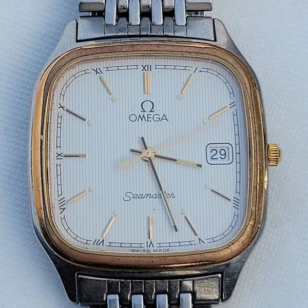Vintage Omega Seamaster Brest ST 396.1011 Mens Watch Square Dual Tone ...