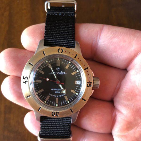 Vostok amphibian Brass Bezel mod vintagized $65 | WatchCharts Marketplace