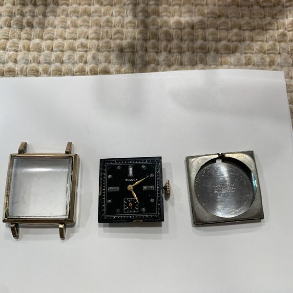 Bulova Menâ s Watch 10k Rolled Gold Square Stepped Case Diamond Dial ...