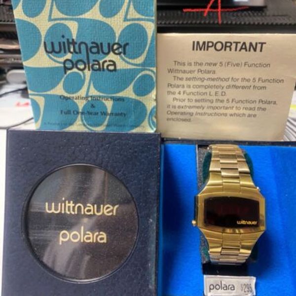 Rare Vintage Longines Wittnauer Polara 14k Gold Plate Red LED Watch ...