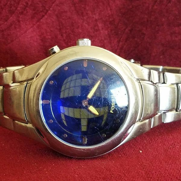 Nice Analog/Digital Fossil Big Tic Watch, Blue Face JR9096 | WatchCharts Marketplace