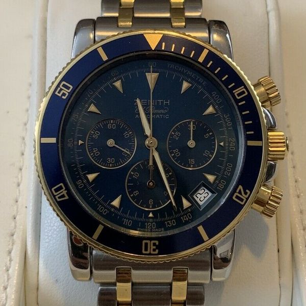 Zenith Chronograph El Primero Rainbow 18k Stainless Steel Blue Bezel ...