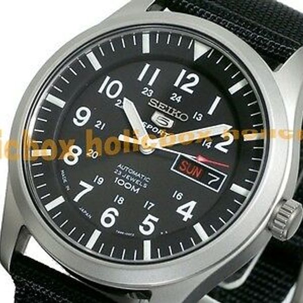 SEIKO 5 SNZG15 SNZG15J1 Automatic Army Nylon Japan Made Original Box ...