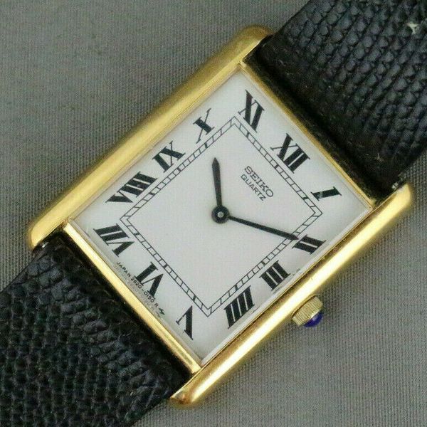 VINTAGE SEIKO SQUARE DIAL 2620-5049 MEN'S CLASSIC TANK GOLD TONE DRESS ...