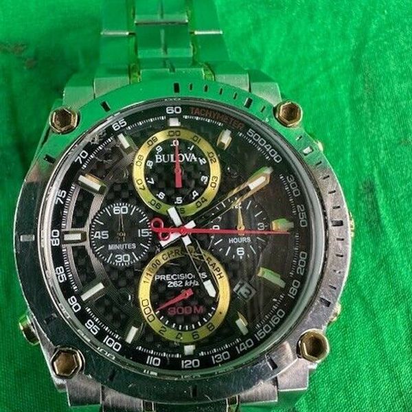 Bulova Precisionist 98B228 Carbon Fiber Dial Two Tone Men's Chronograph ...