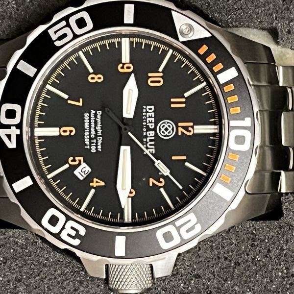 Deep Blue Watch Precision Diver Men's stainless Day Night 500m/1650 Ft ...
